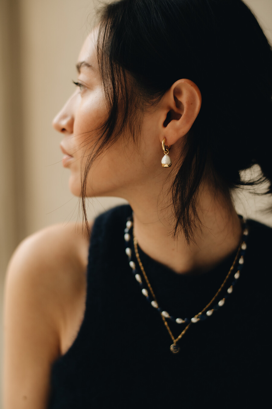 Pearl Earring Charm Shinju, Gold Plated - Taj Amsterdam