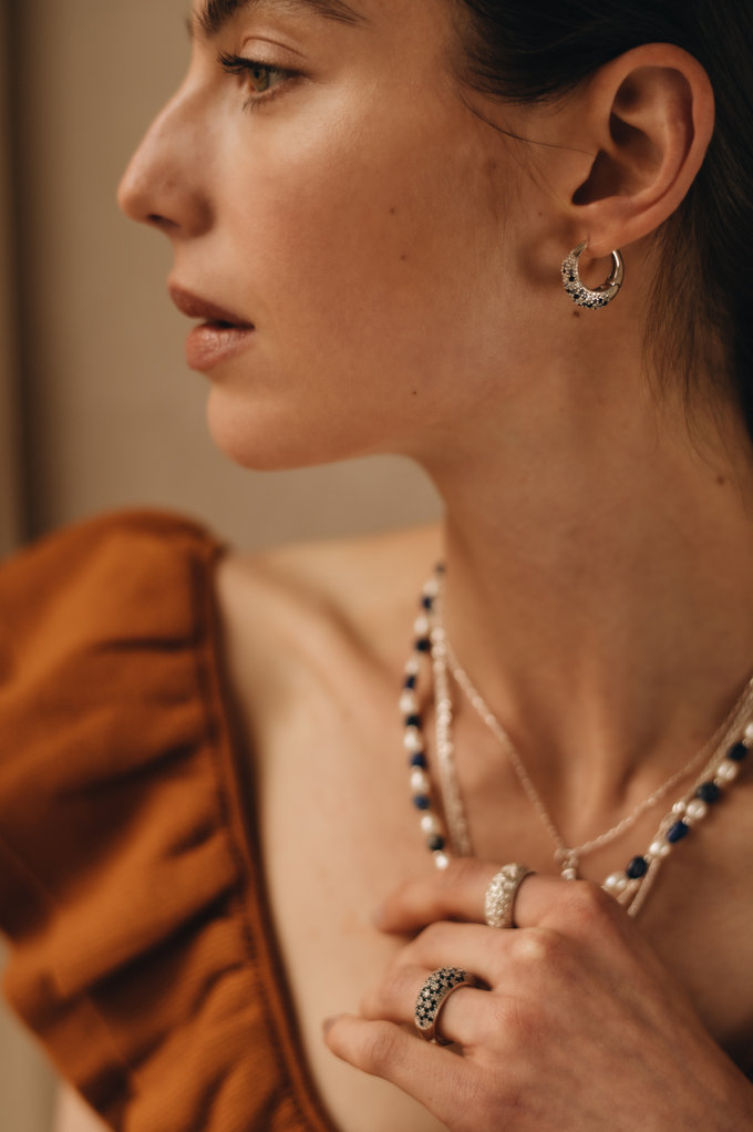 Sparkle Dome Earing Set Sora, Silver - Taj Amsterdam