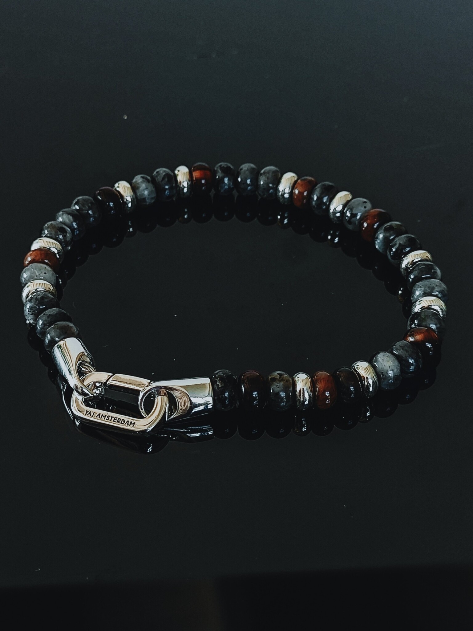 Gemixte Kralen Tijgeroog Armband Heren Arran - Taj Amsterdam