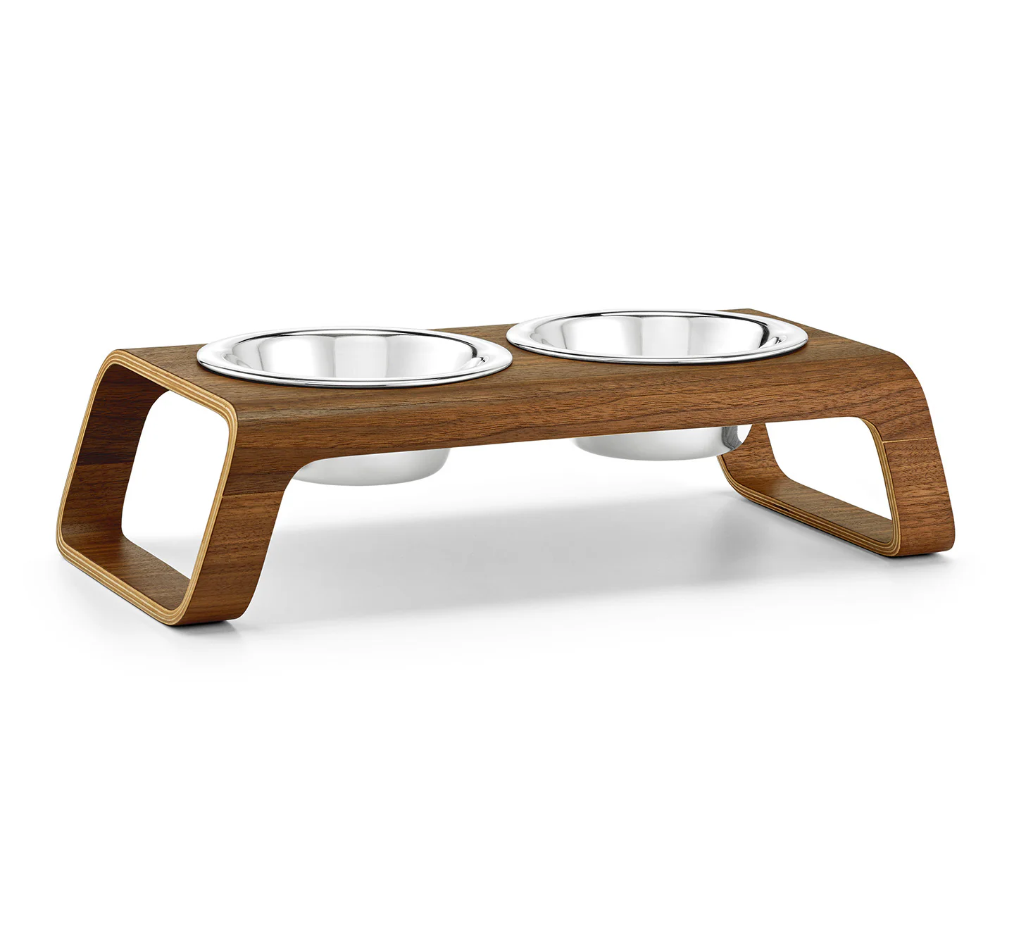 Cane Desco, Dog Feeder with Stainless Steel Bowls, Walnut - The Pet Empire