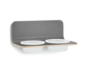 Cane Arco, Dog Feeder with Porcelain Bowls, HPL Grey - The Pet Empire