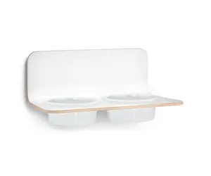 Cane Arco, Dog Feeder with Porcelain Bowls, HPL White - The Pet Empire