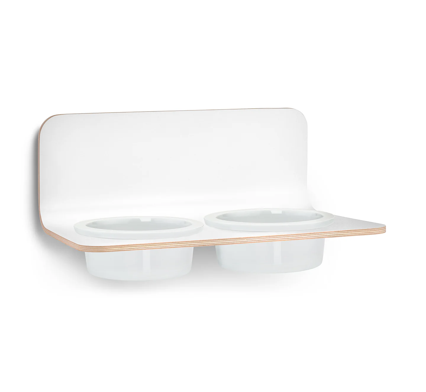 Cane Arco, Dog Feeder with Porcelain Bowls, HPL White - The Pet Empire