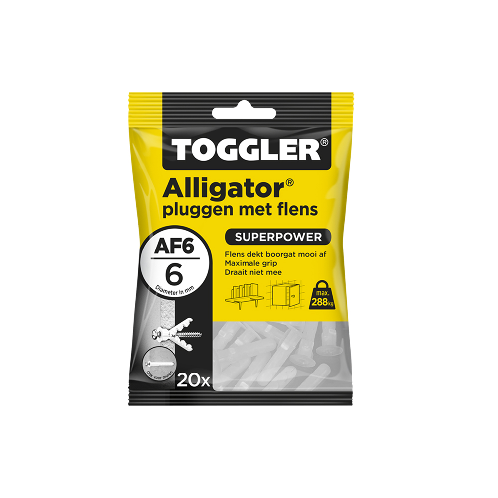 Toggler Toggler - A - Alligator pluggen met flens - 6mm (20 stuks)