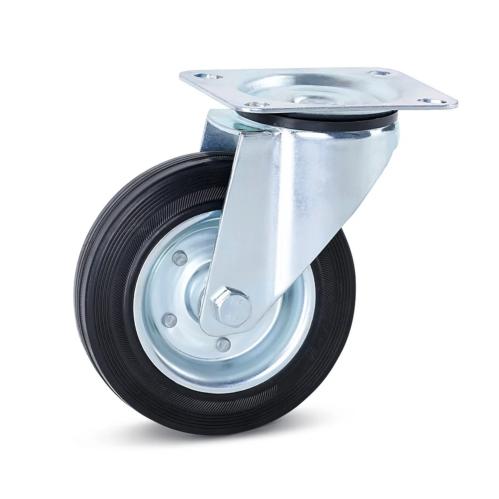 Reukloos rubber zwenkwiel met topplaat - 160mm - 120kg