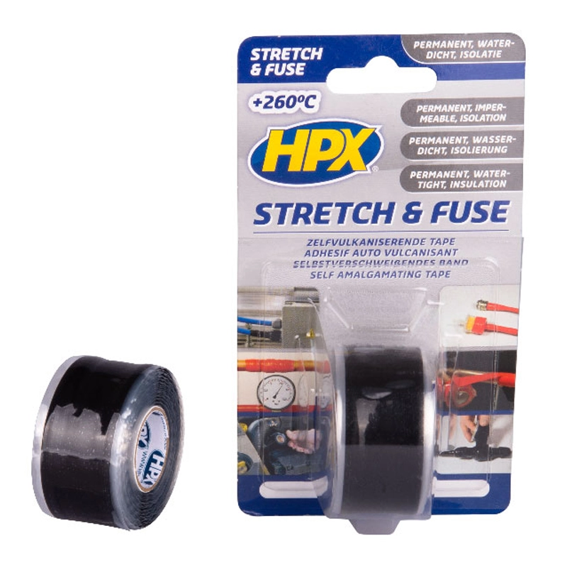 HPX Stretch & Fuse self-vulcanising tape - Black - 25mm x 3m - Logihub