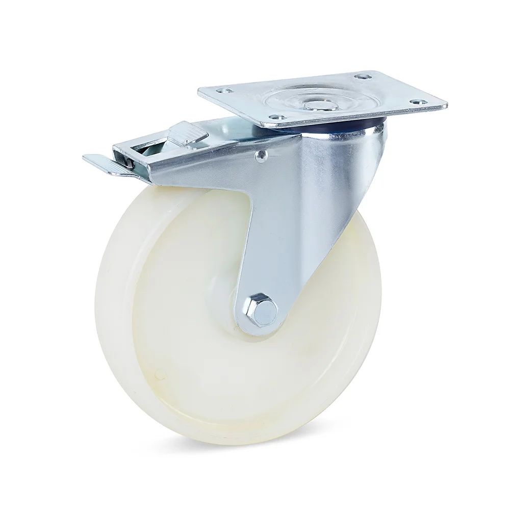 Roue pivotante en nylon freinée avec plaque supérieure -125mm - 200kg ...