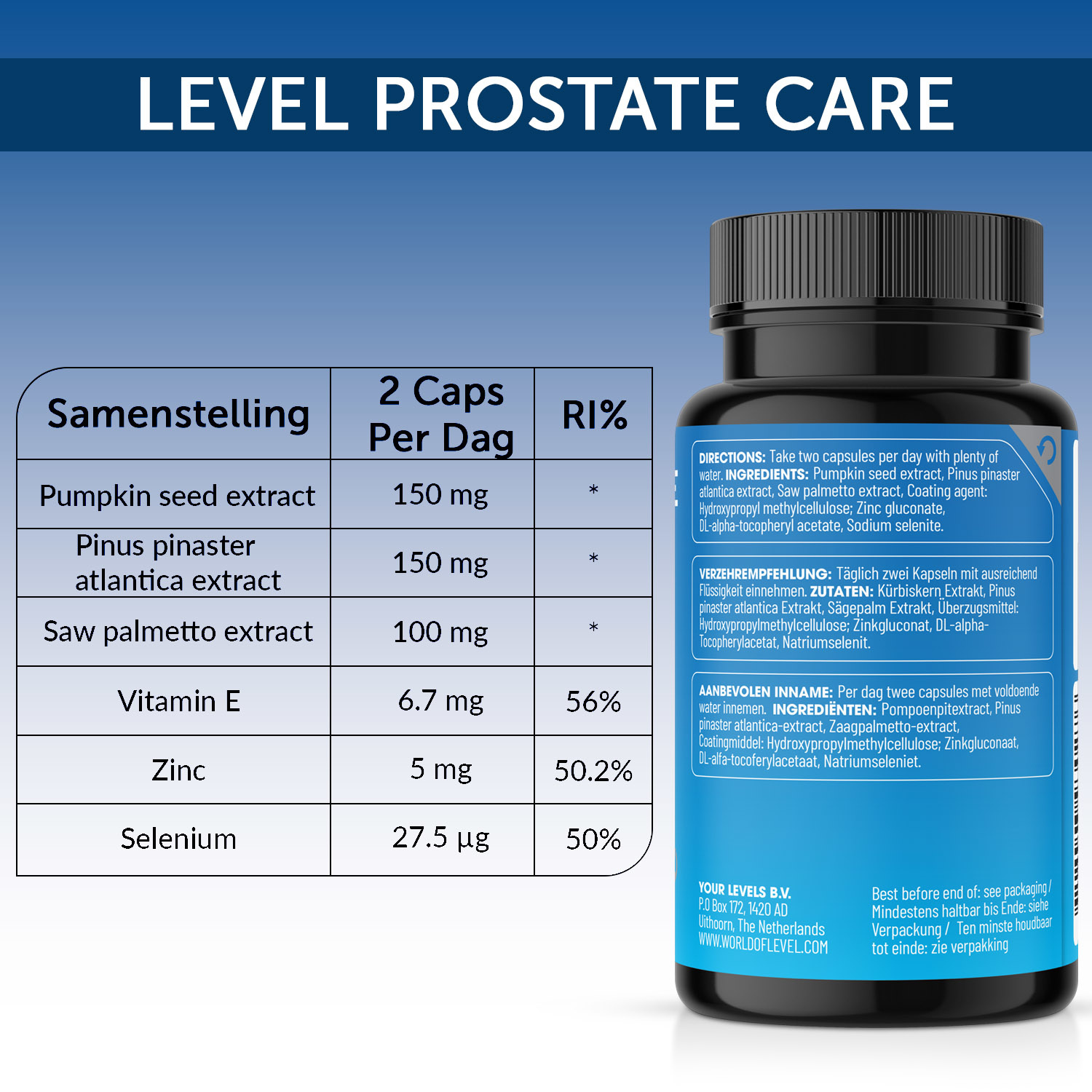 Level Prostate Care | 60 vegan caps | Prostaat & Urinewegen ...