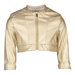 Miss Leod klassieke eco leder gouden blazer