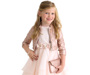 Miss Leod klassieke eco leder zalmroze blazer