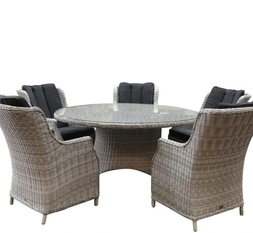 Riccione Darwin dining tuinset 150 cm rond 6-delig wit grijs - AVH ...
