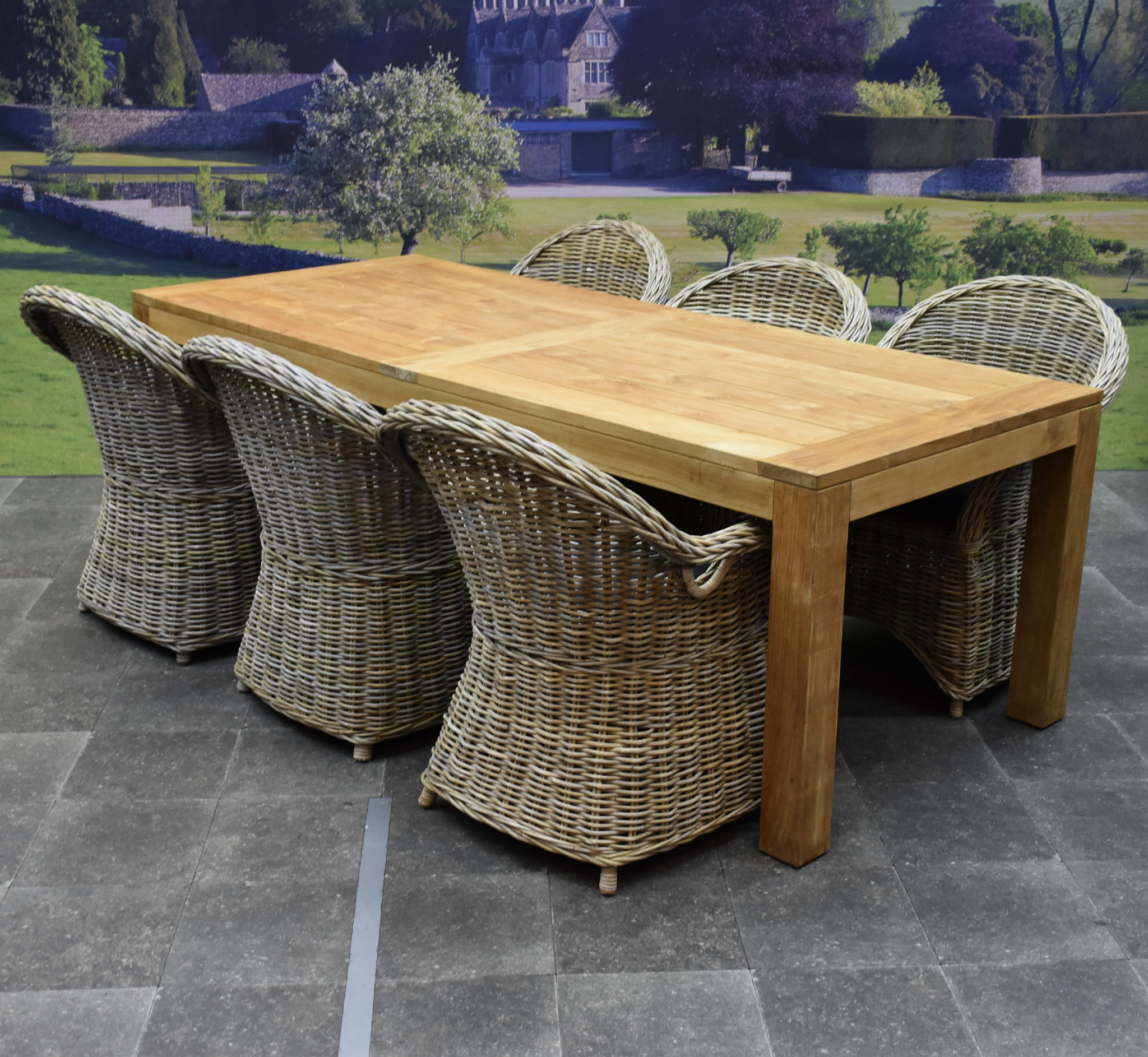 Macau Krista dining tuinset 240x100xH77 cm 7 delig rotan - AVH Outdoor ...
