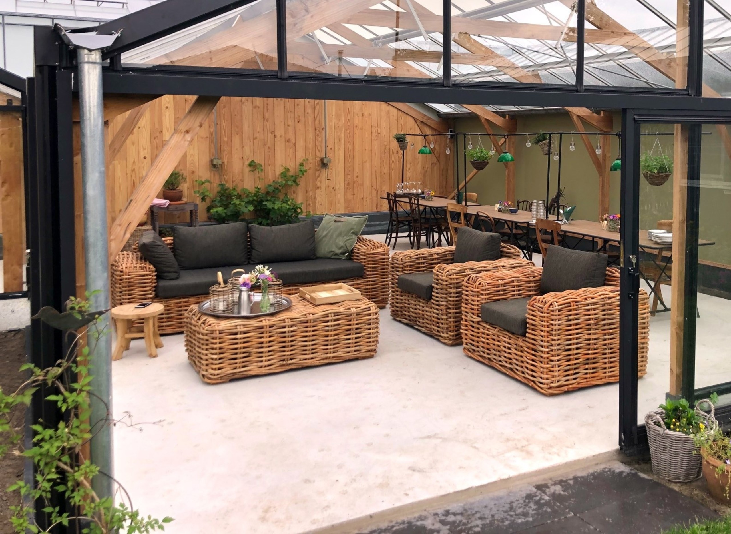 Sabuga stoel-bank loungeset 4-delig naturel rotan - AVH Outdoor ...