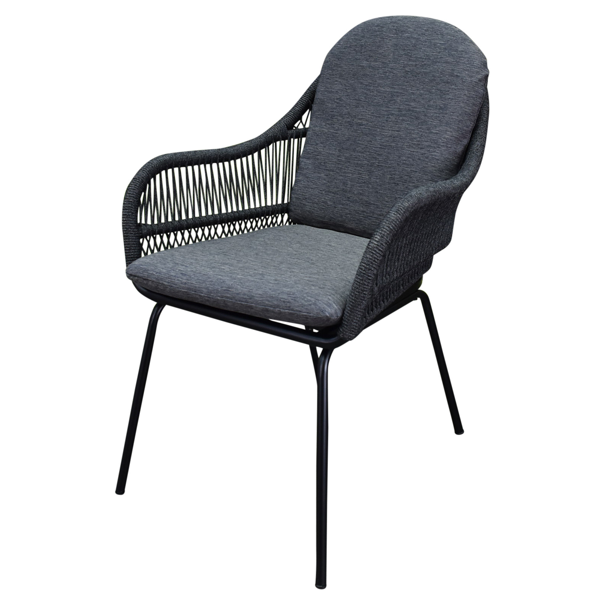 Florence dining tuinstoel zwart rope - AVH Outdoor Tuinmeubelen