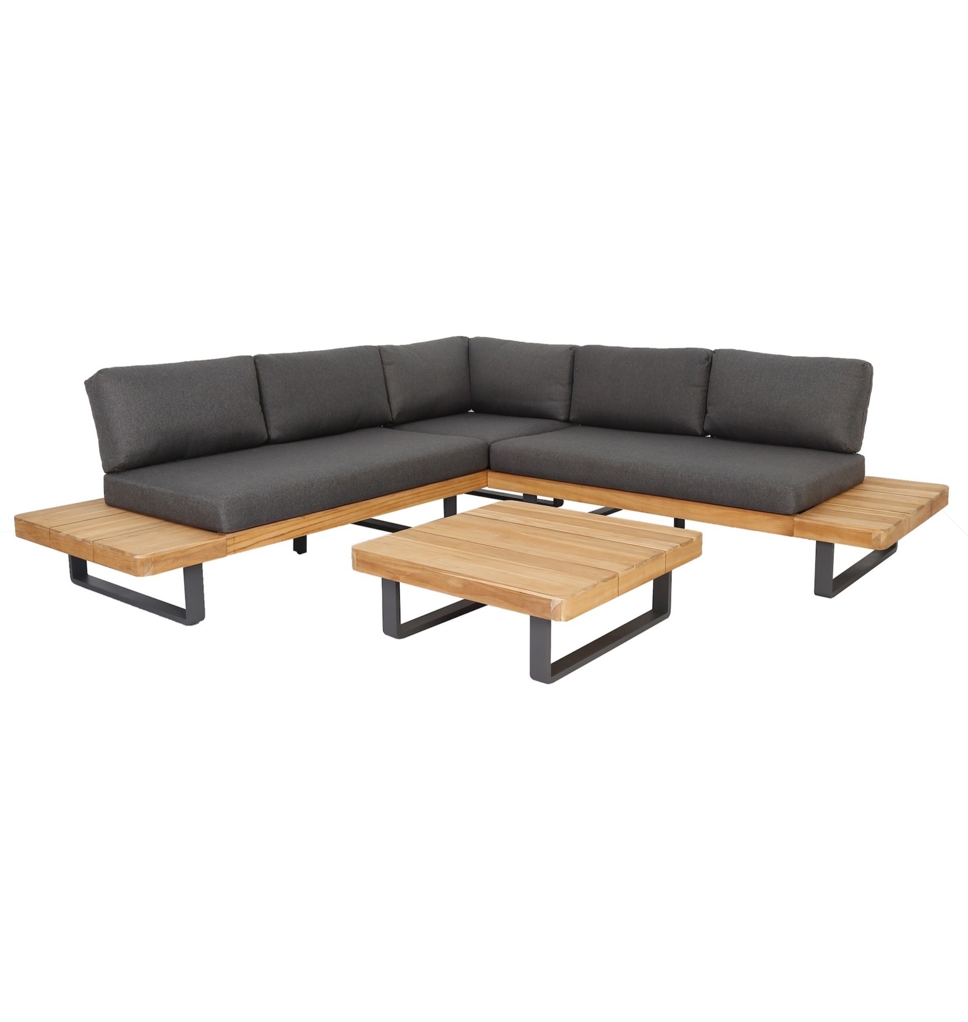 Manhattan hoek loungeset 4 delig aluminium teak - AVH Outdoor Tuinmeubelen