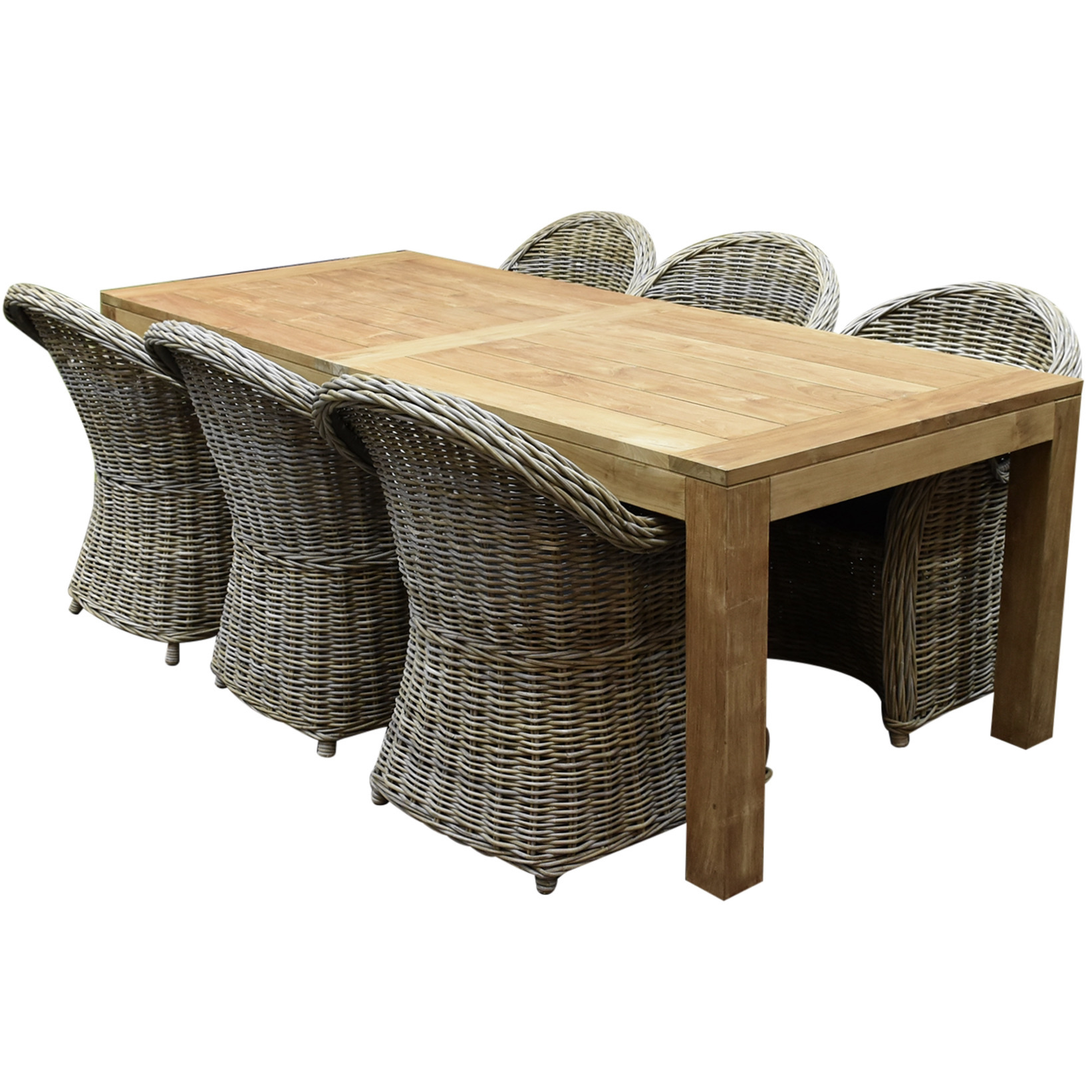 Krista Roma dining tuinset 240x100xH75 cm 6 delig rotan teak grade b ...
