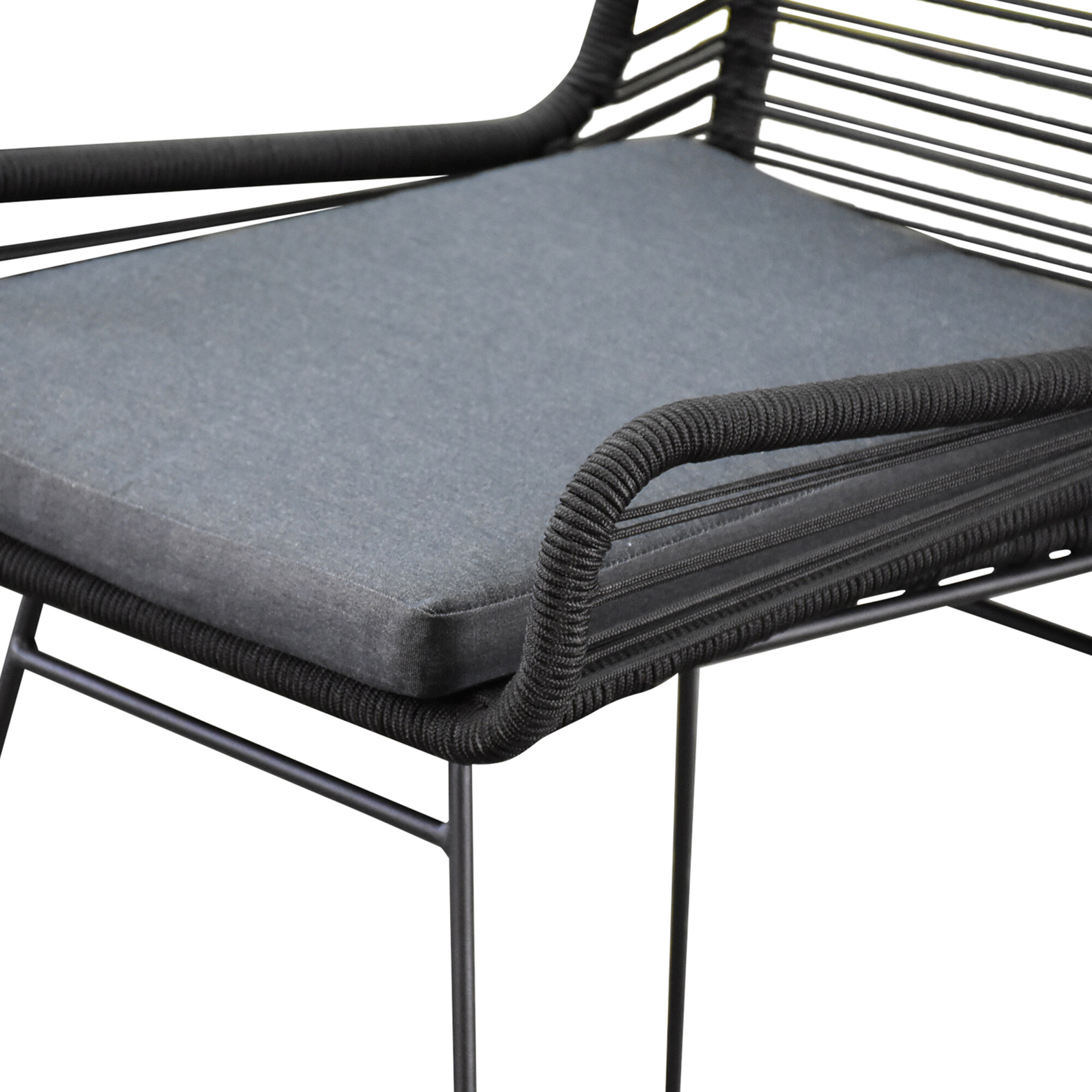 Zenia dining tuinstoel rope zwart - AVH Outdoor Tuinmeubelen
