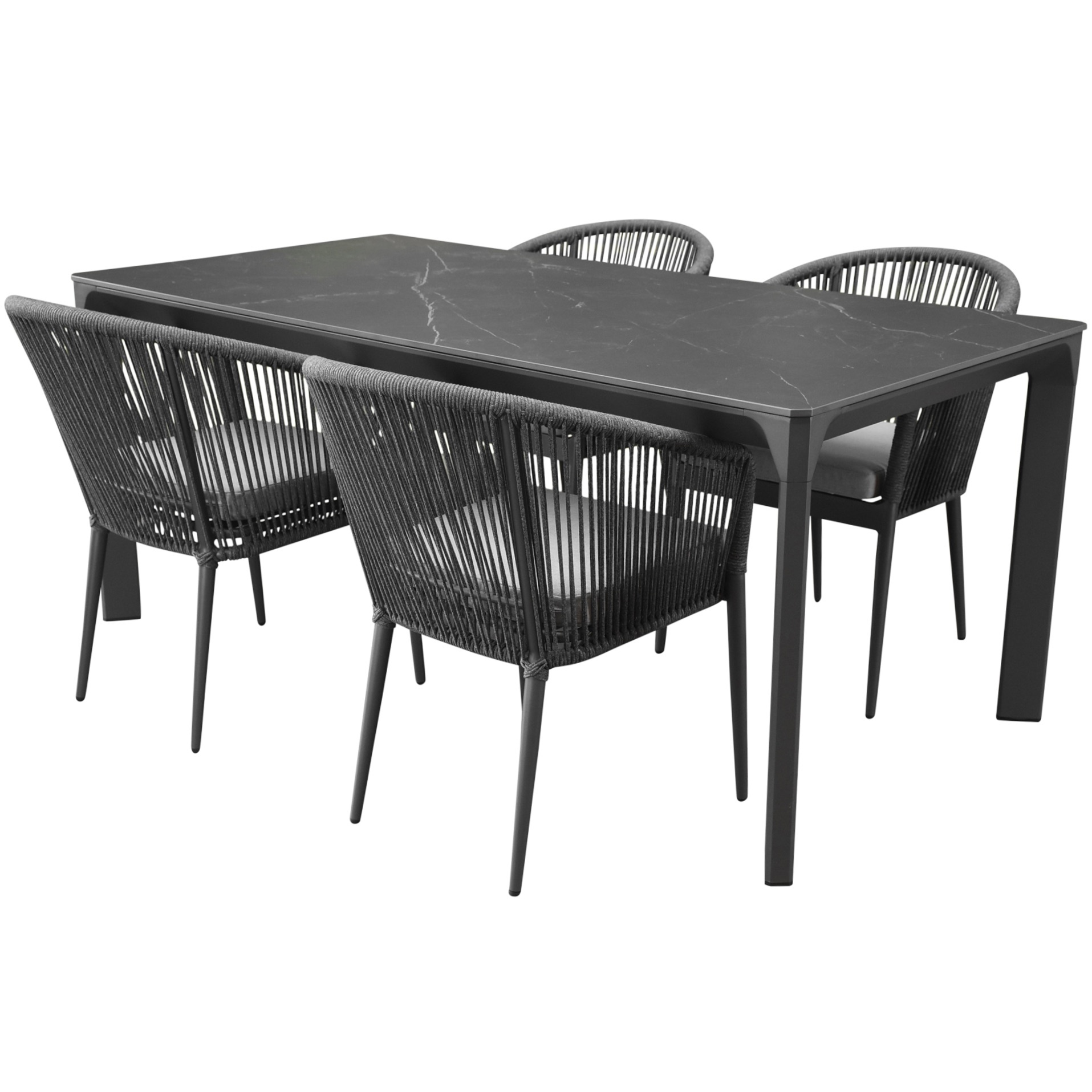 Dora Lissabon dining tuinset 180x90xH75 antraciet aluminium - AVH ...