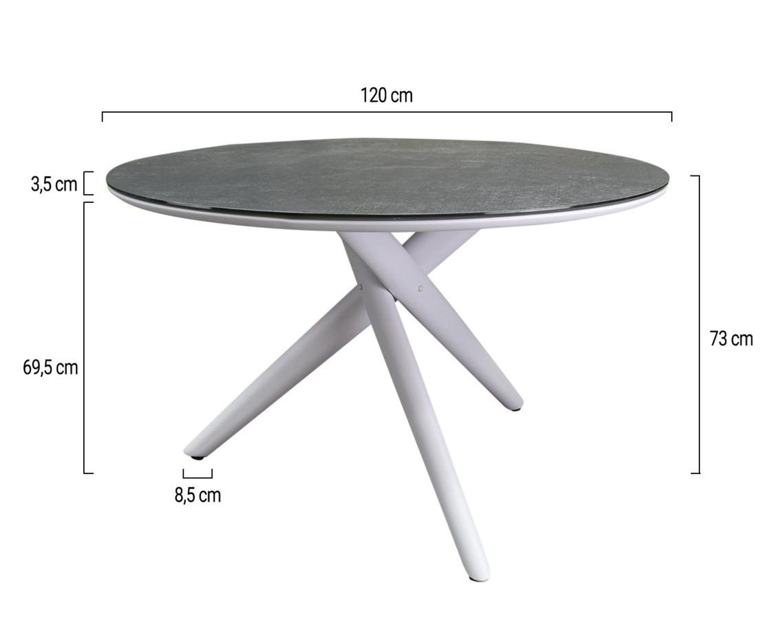New Valley dining tuintafel rond 120 cm wit keramiek - AVH Outdoor ...