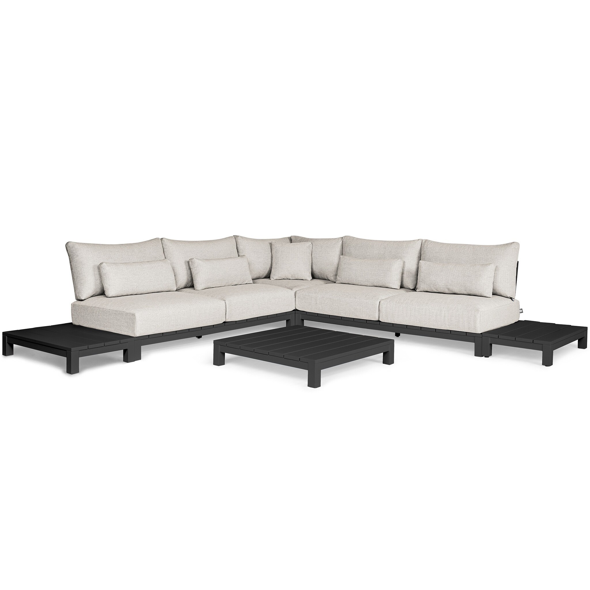 Evora hoek loungeset 6 delig natural mixed weave / matt black frame SU ...