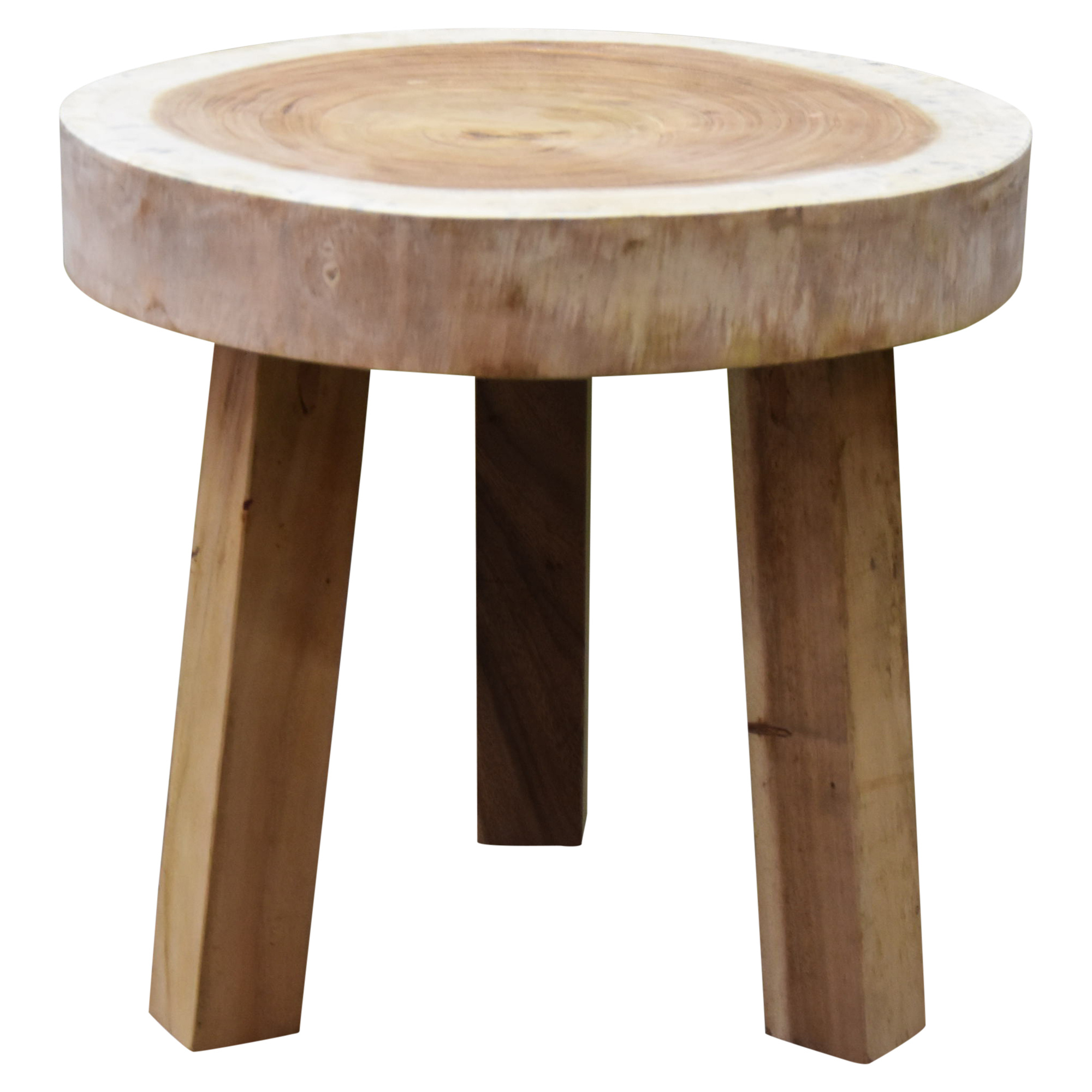 Boomstamtafel krukje 47xH40 cm rond 3 poot - vierkante poten ...