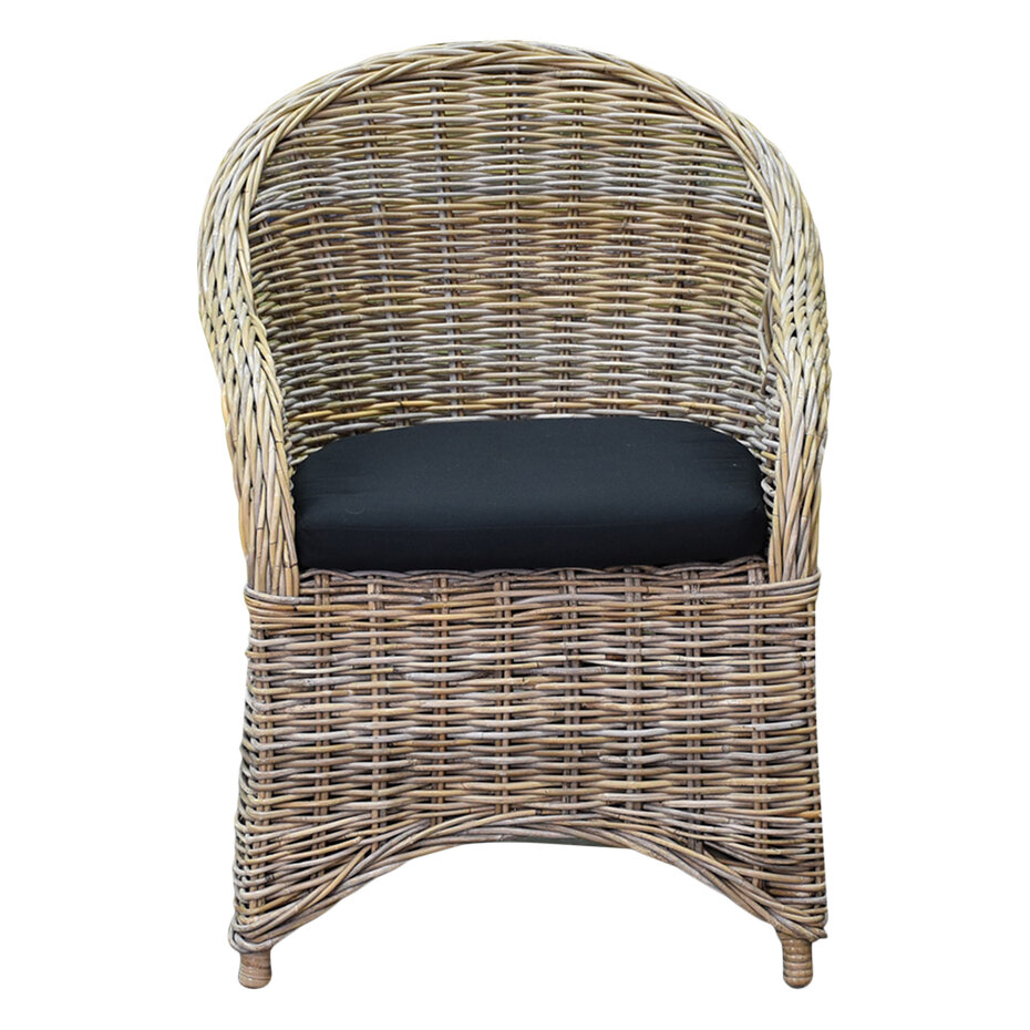 Macau dining tuinstoel met handgat naturel rotan - olefin black - AVH ...