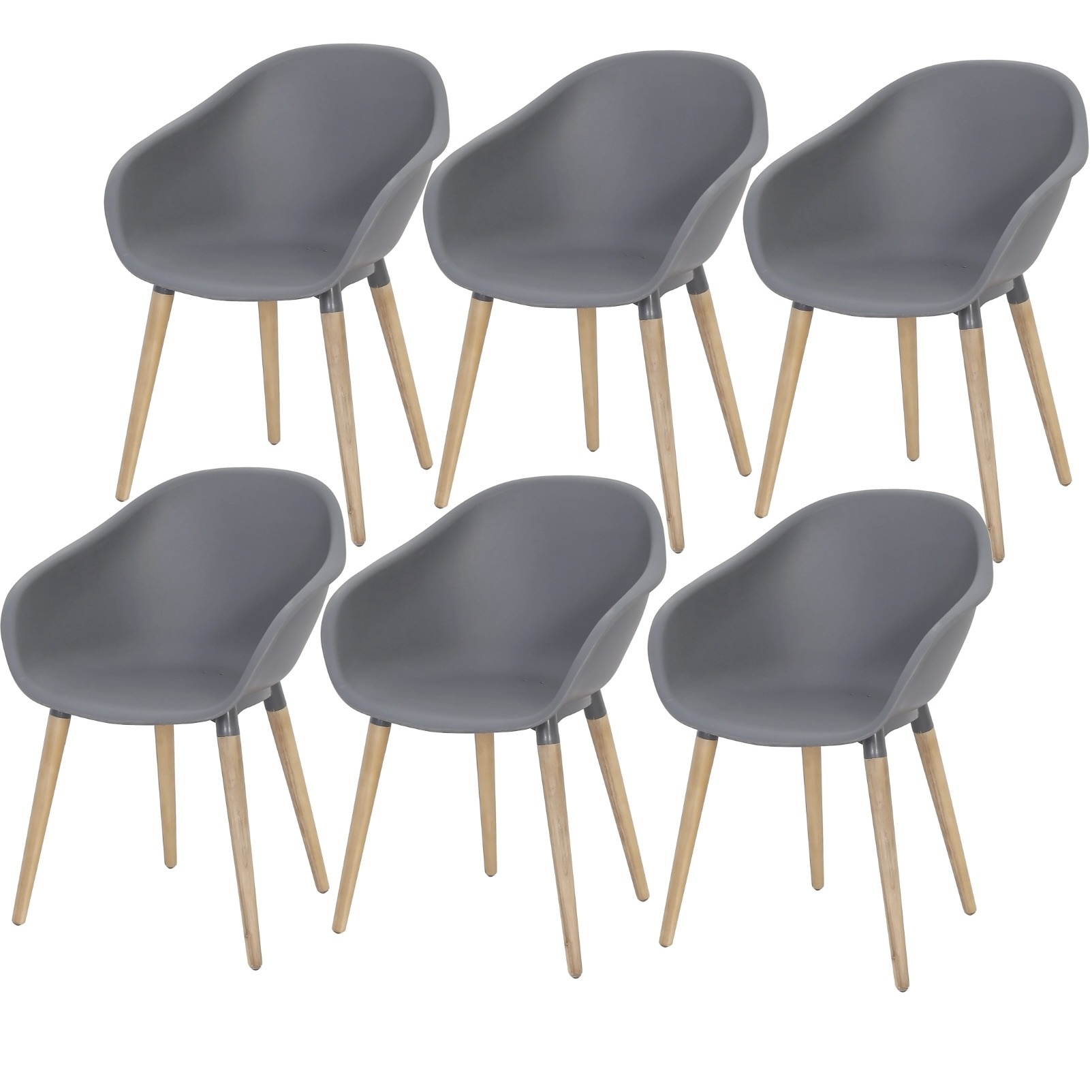 Set van 6 Swan dining kuipstoel grijs kunststof - AVH Outdoor Tuinmeubelen