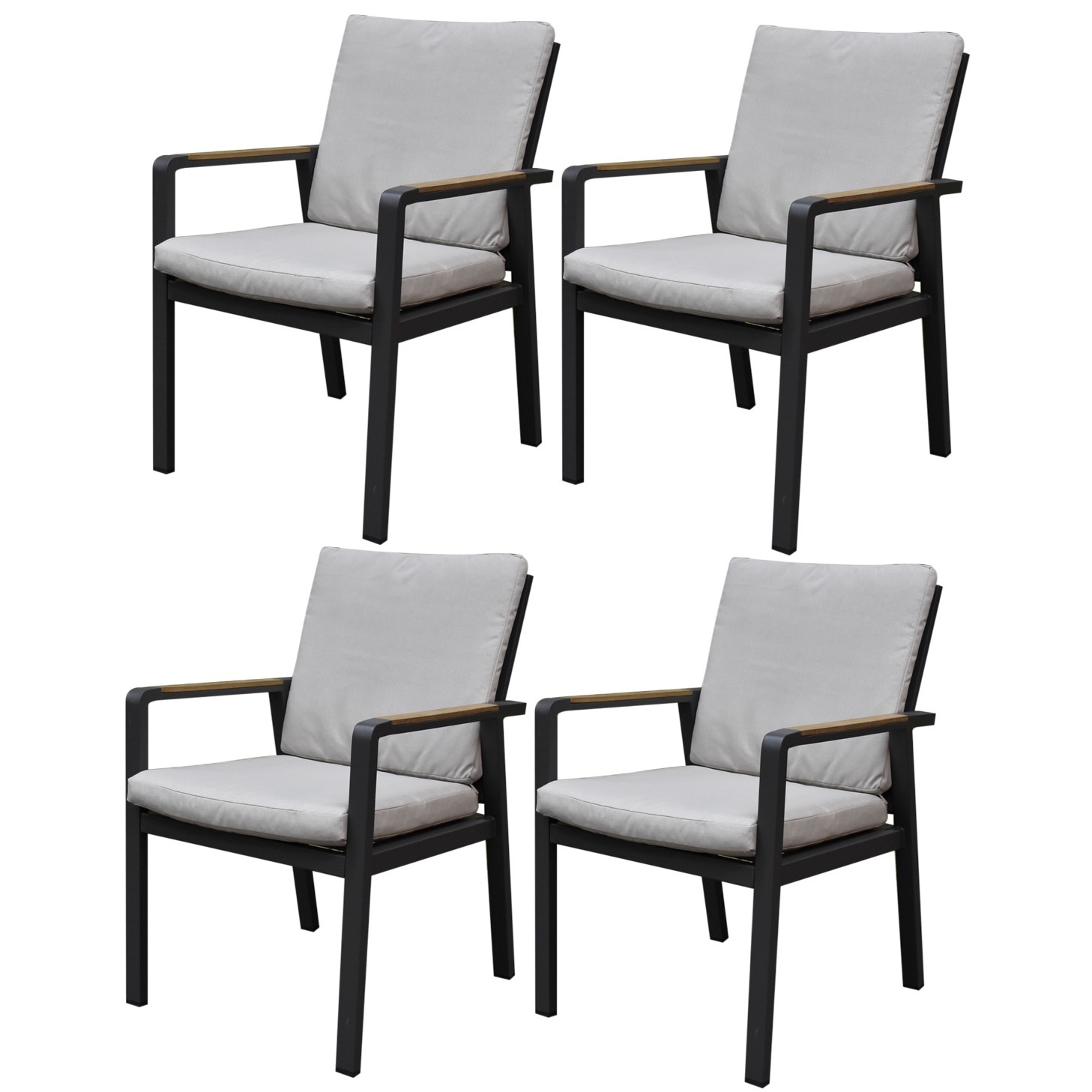 Set van 4 Lola dining tuinstoelen aluminium antraciet - AVH Outdoor ...