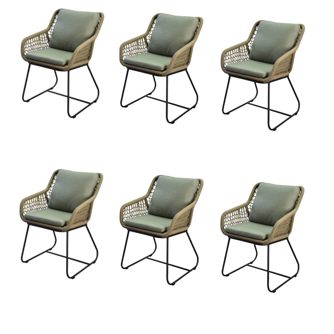 Savona dining tuinstoel rope olijf groen set van 6 - AVH Outdoor ...