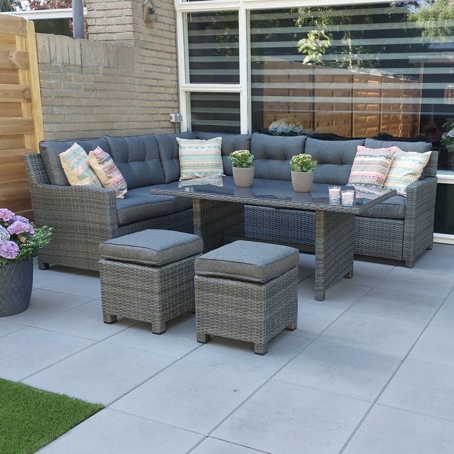 Valencia dining hoek loungeset 5-delig antraciet wicker - AVH Outdoor ...