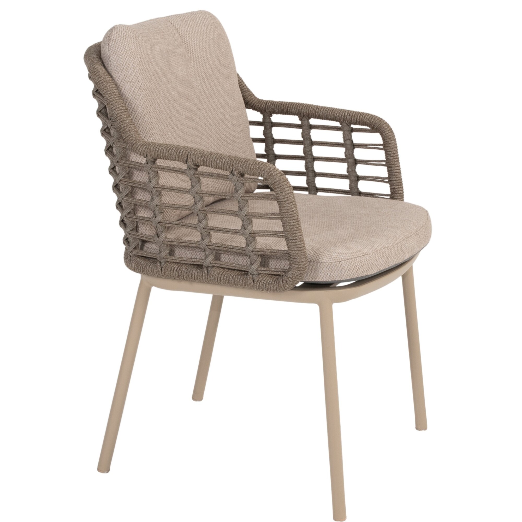 Puglia dining tuinstoel met 2 kussens latte - AVH Outdoor Tuinmeubelen