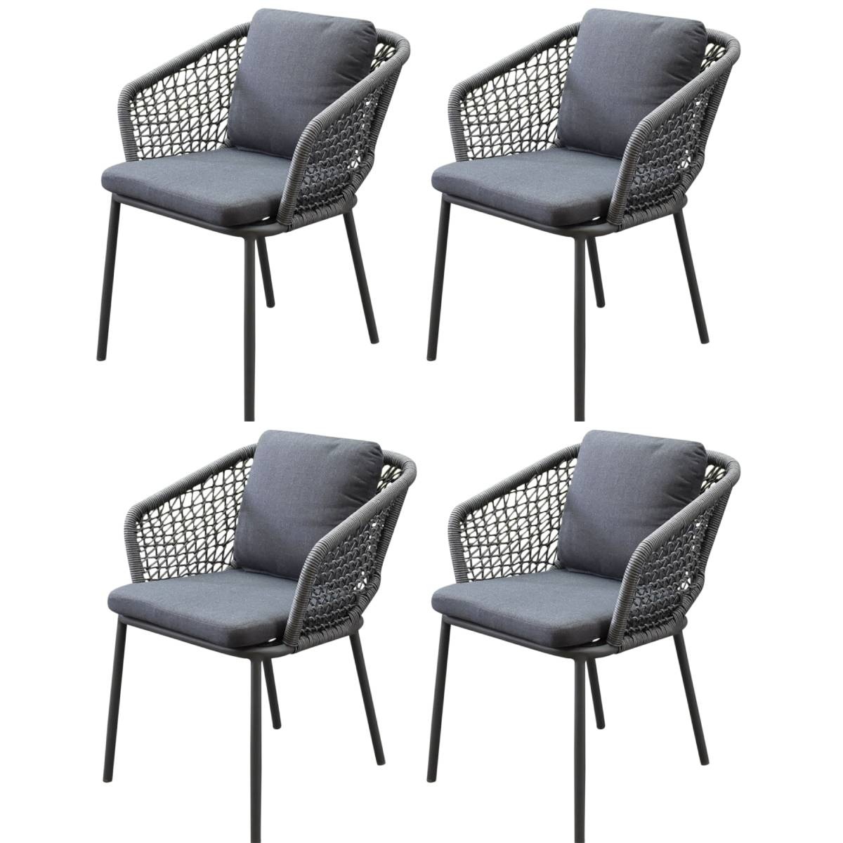 Eagle dining tuinstoel grijs wicker set van 4 - AVH Outdoor Tuinmeubelen