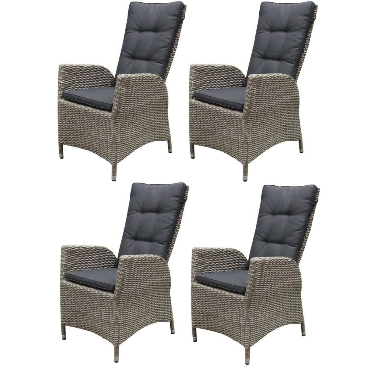 Menorca dining tuinstoel verstelbaar grijs wicker set van 4 - AVH ...