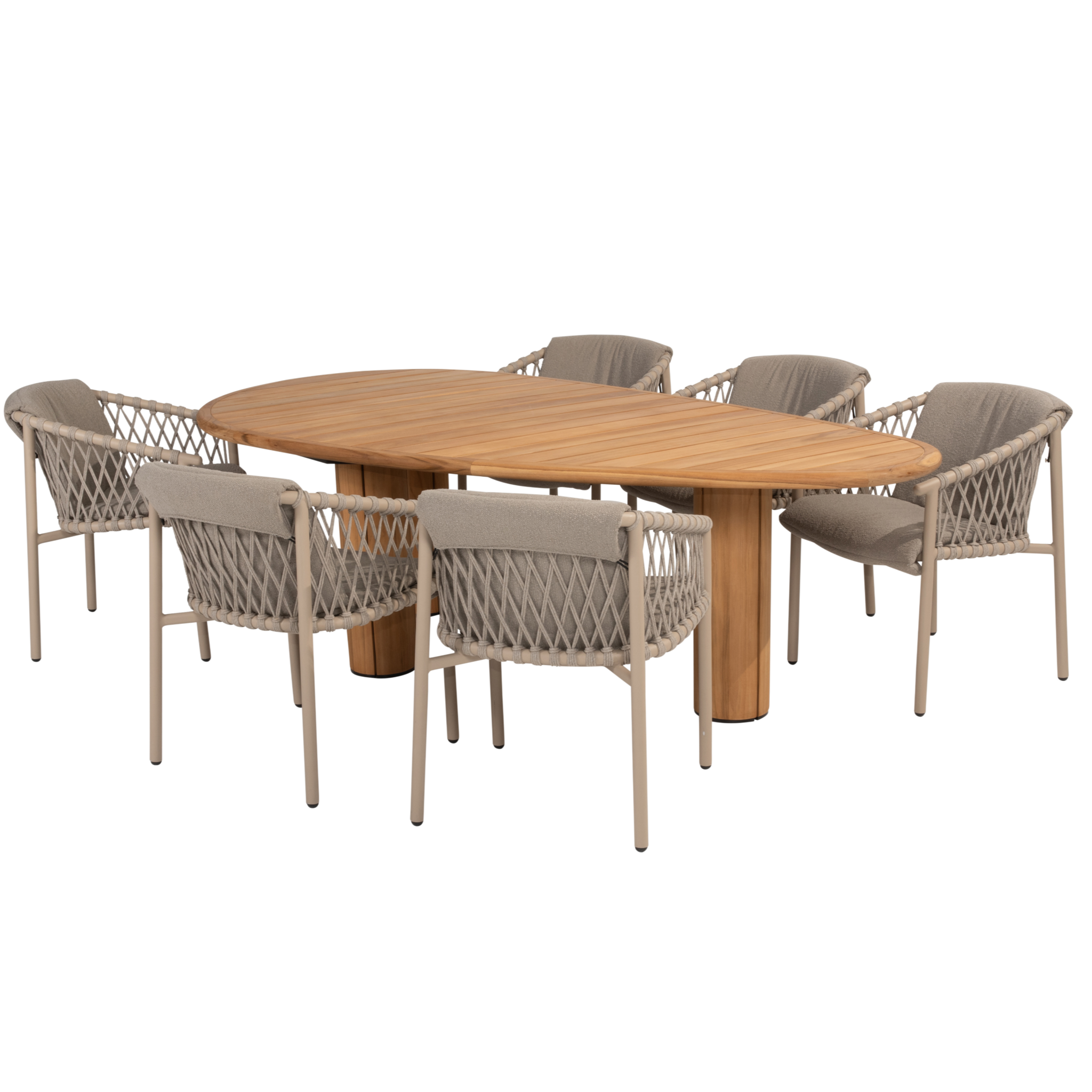 Corsica Allora dining tuinset 240x130xH75 cm 7-delig pebble shaped teak ...