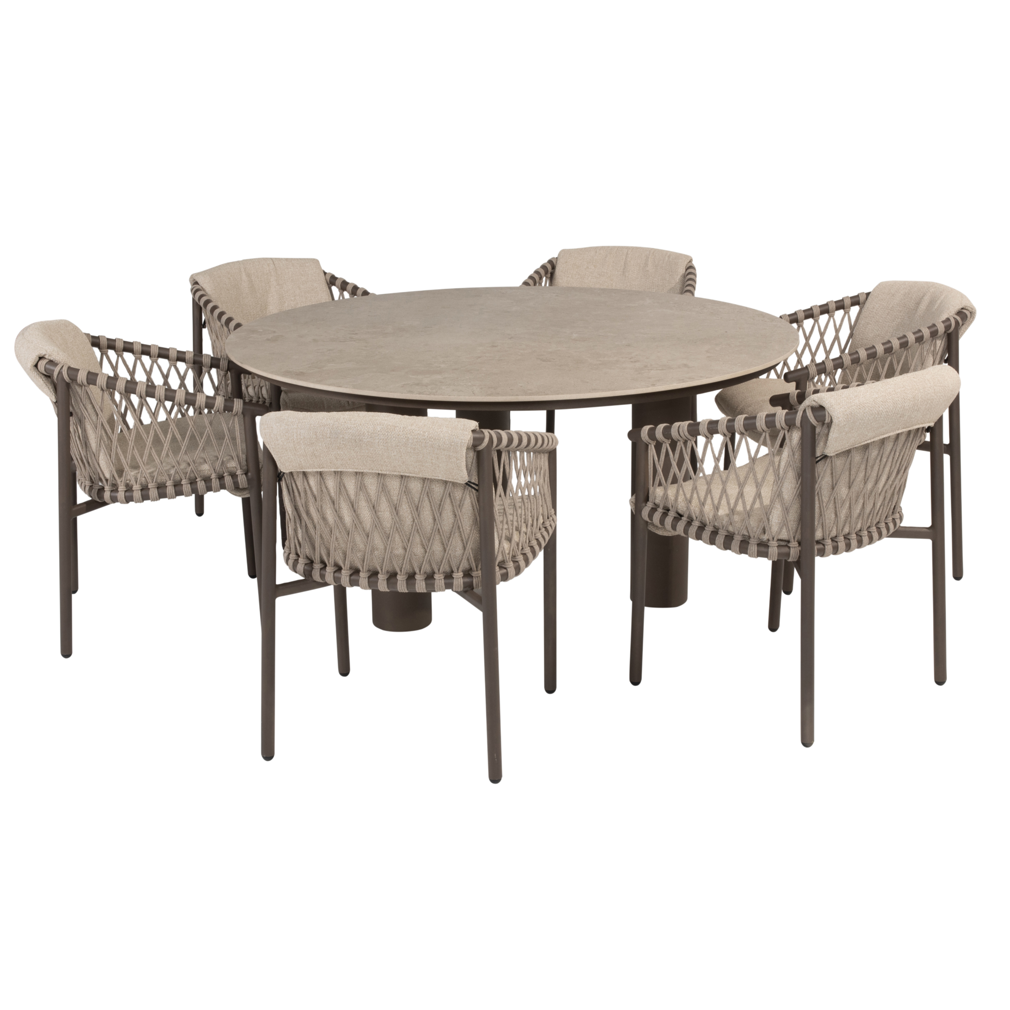 Arizona Allora dining tuinset 160 cm rond 7 delig ceramic terre 4 ...
