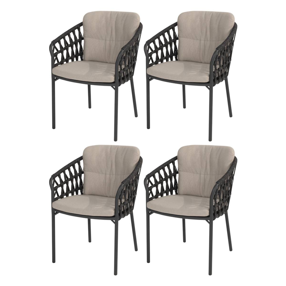 Albareto dining tuinstoel antraciet rope Taste 4SO set van 4 - AVH ...