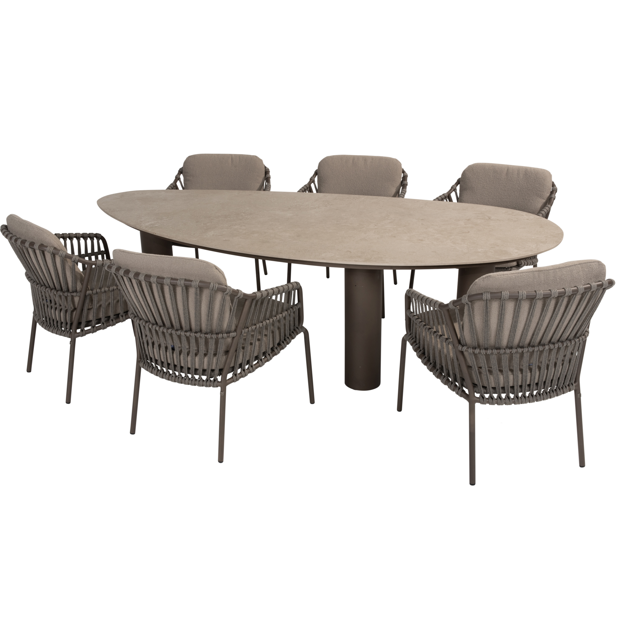 Arizona Capalbio dining tuinset 240x120xH75 cm 7 delig pebble keramiek ...