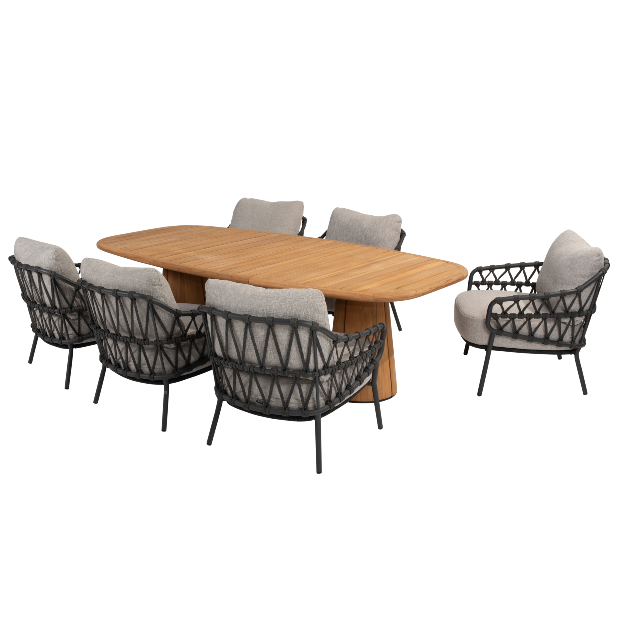 Capri Calpi low dining tuinset 7 delig 240x110xH69 cm teak antraciet 4 ...