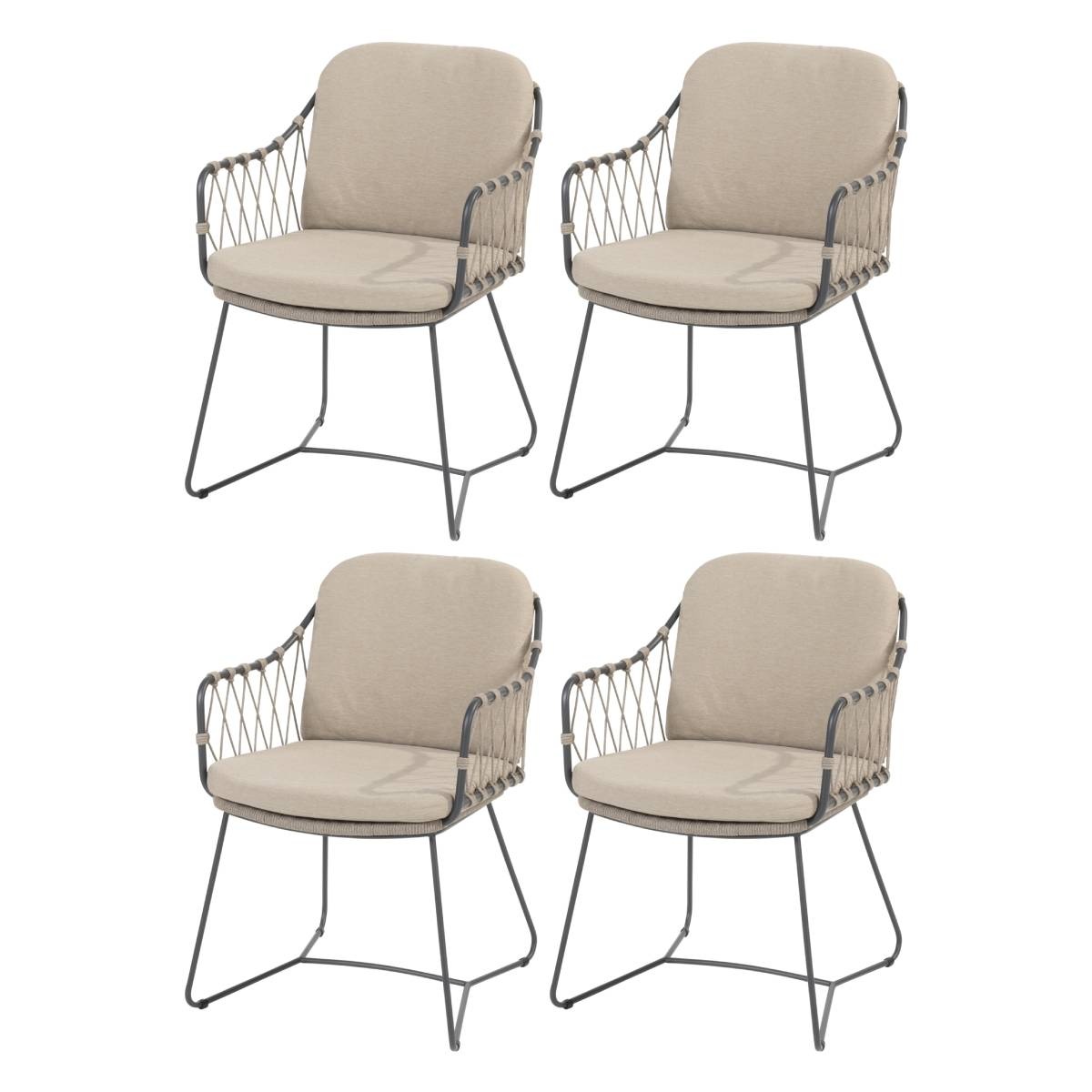 Prego dining tuinstoel rope antraciet taupe Taste 4SO set van 4 - AVH ...