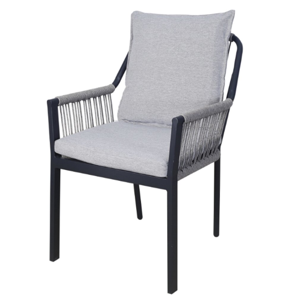 Fleur dining tuinstoel aluminium antraciet rope - AVH Outdoor Tuinmeubelen