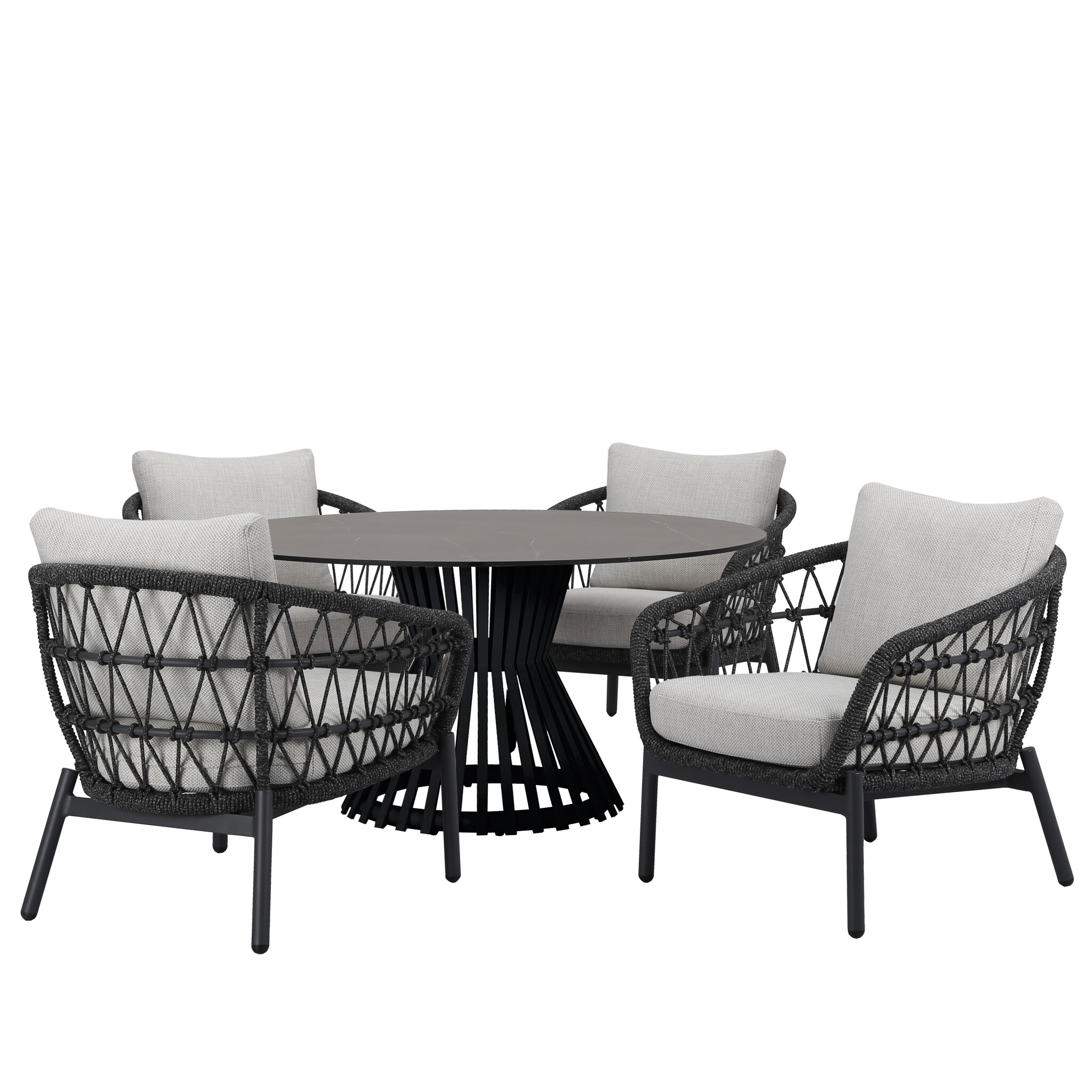 Arezzo Pasadena low dining tuinset 5 delig sand - AVH Outdoor Tuinmeubelen
