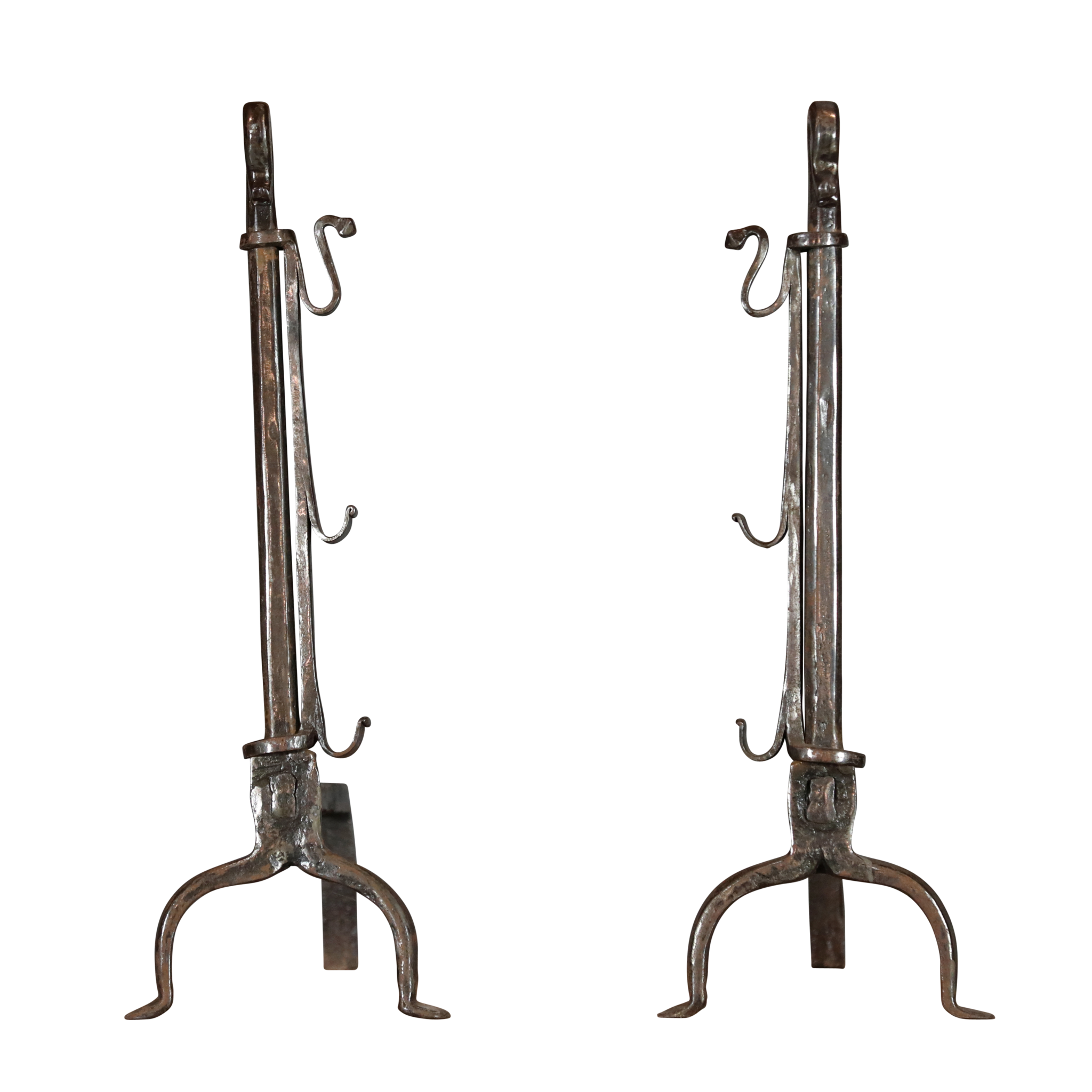 French Fireplace Pair Andiron - The Antique Fireplace Bank