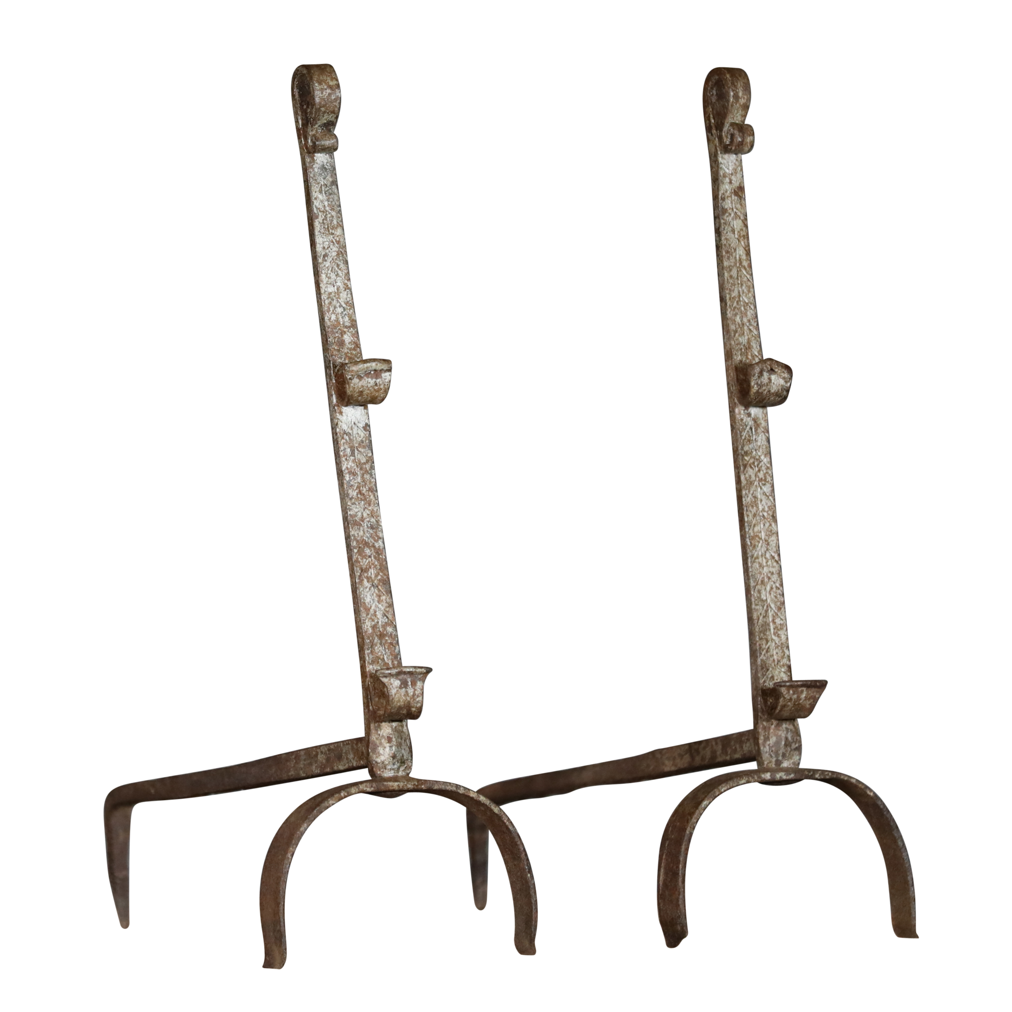 Elegant French Rustic Pair of Fireplace Dogs - The Antique Fireplace Bank