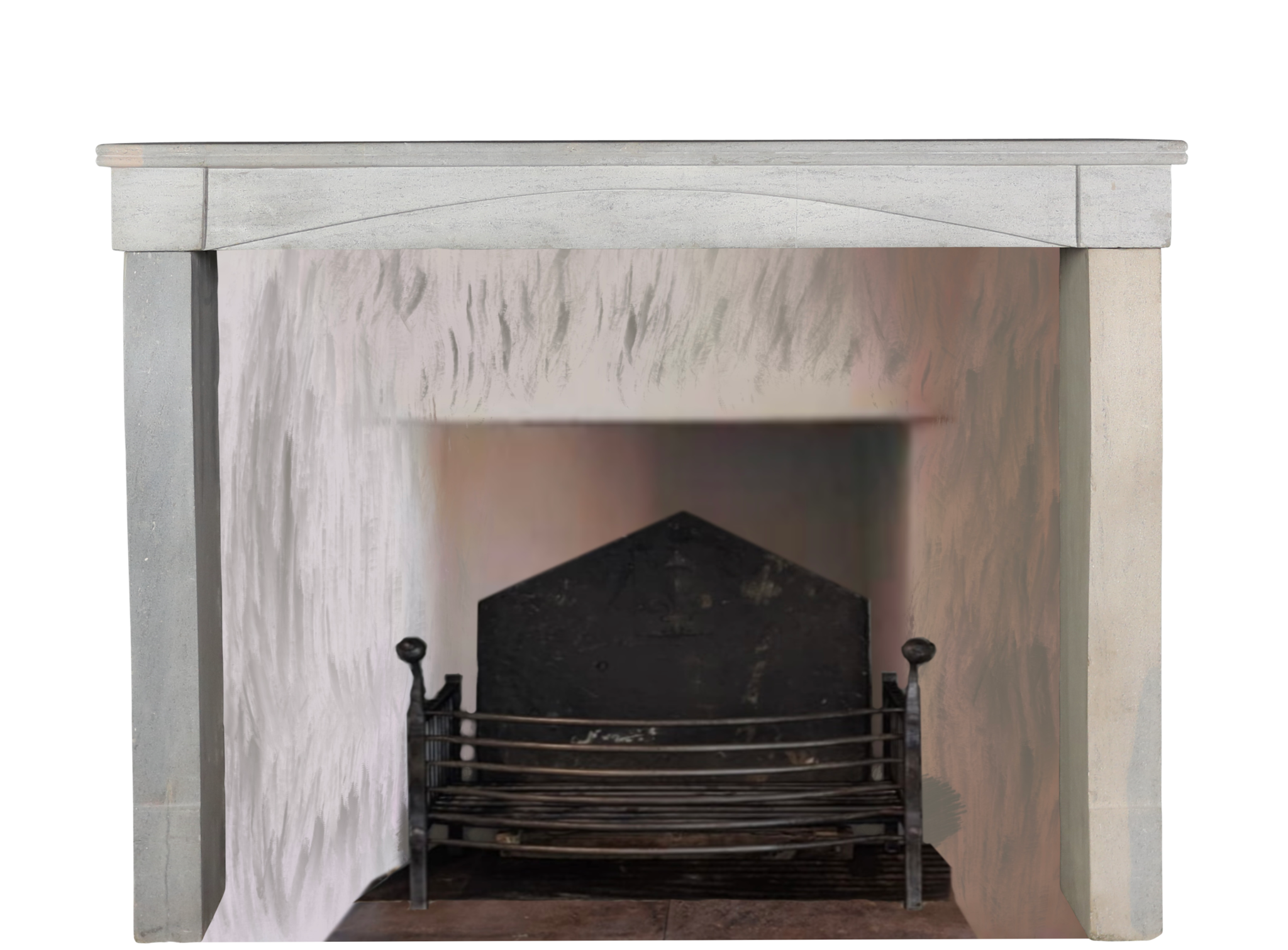 Simple French Bleu Stone Fireplace - The Antique Fireplace Bank