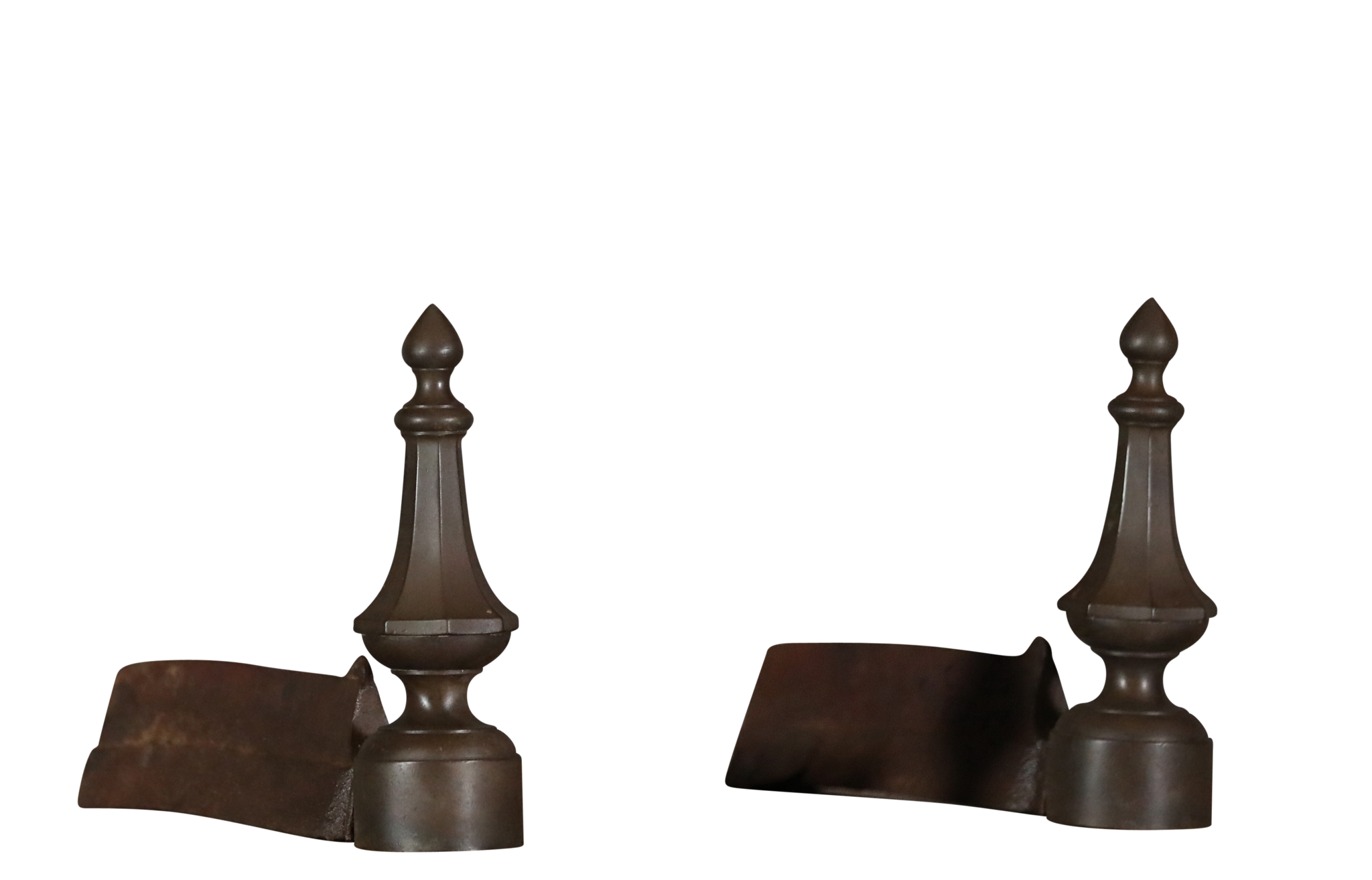 Elegant French Andiron In Brass - The Antique Fireplace Bank