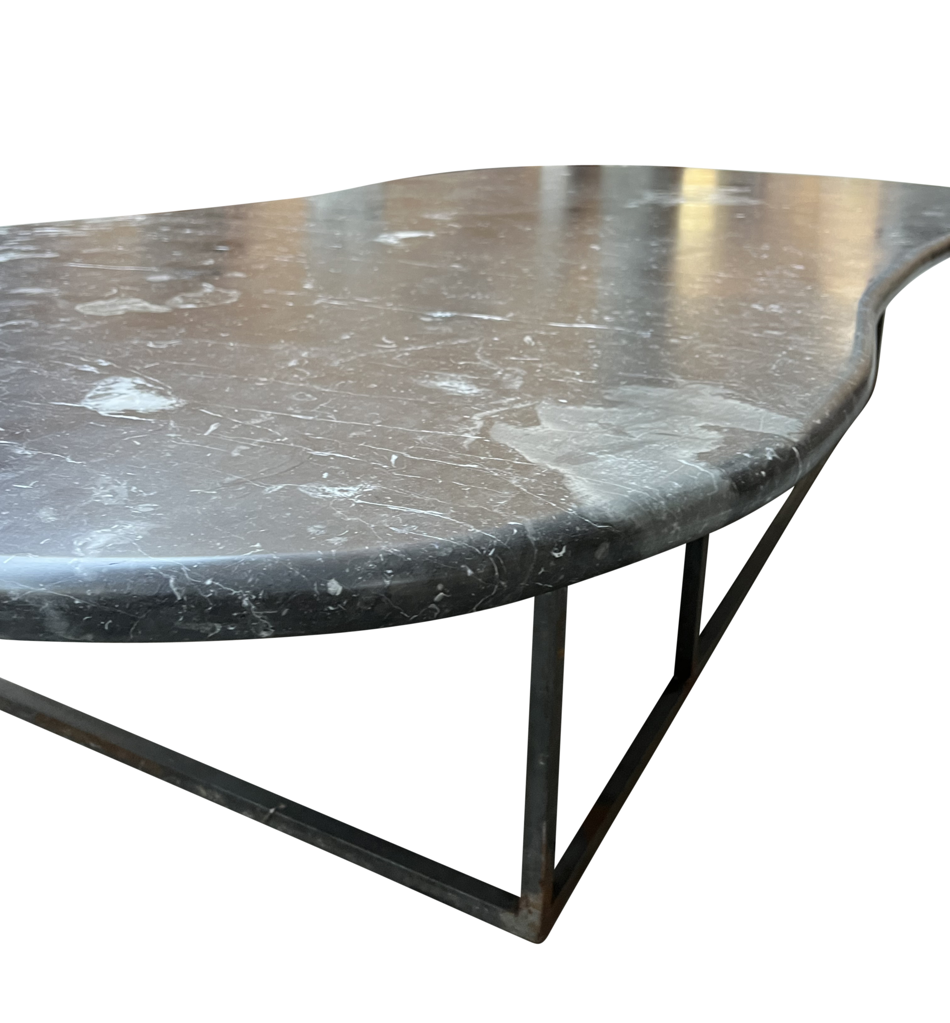 Statement Grey Marble Organic Shape Table Slab - The Antique Fireplace Bank