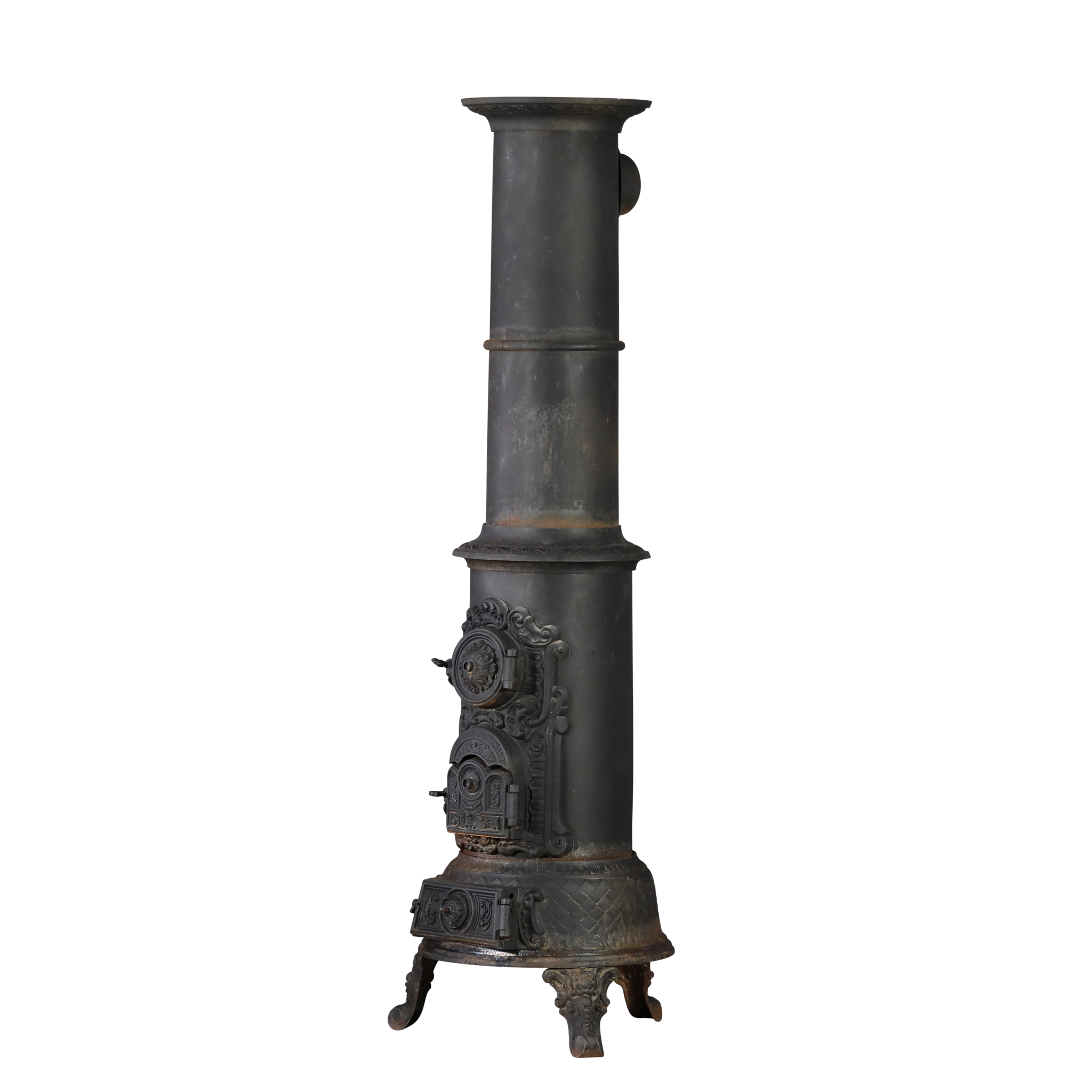 Elegant French Cast Iron Column Stove - The Antique Fireplace Bank