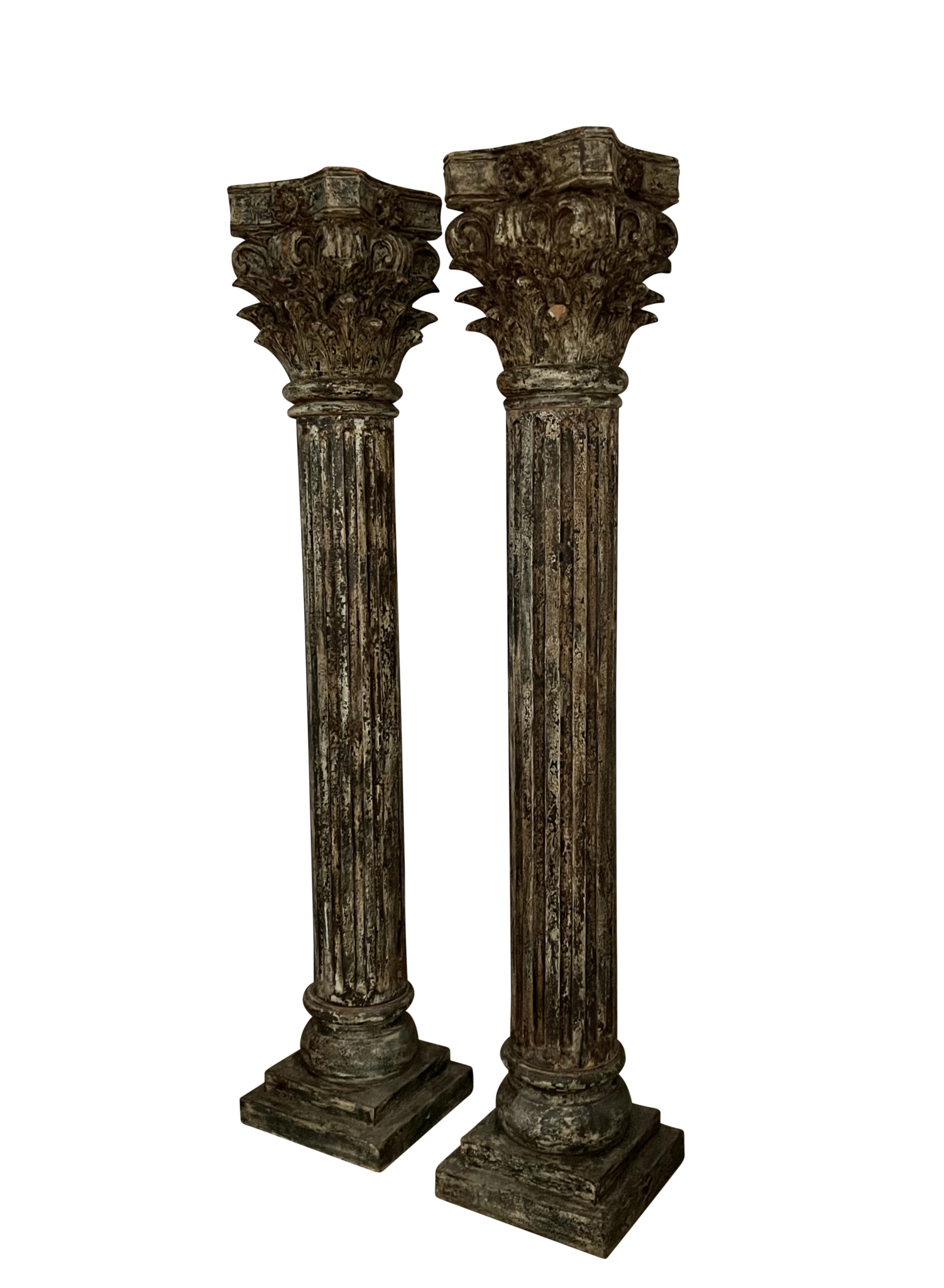 Wooden Antique Column Pair - The Antique Fireplace Bank