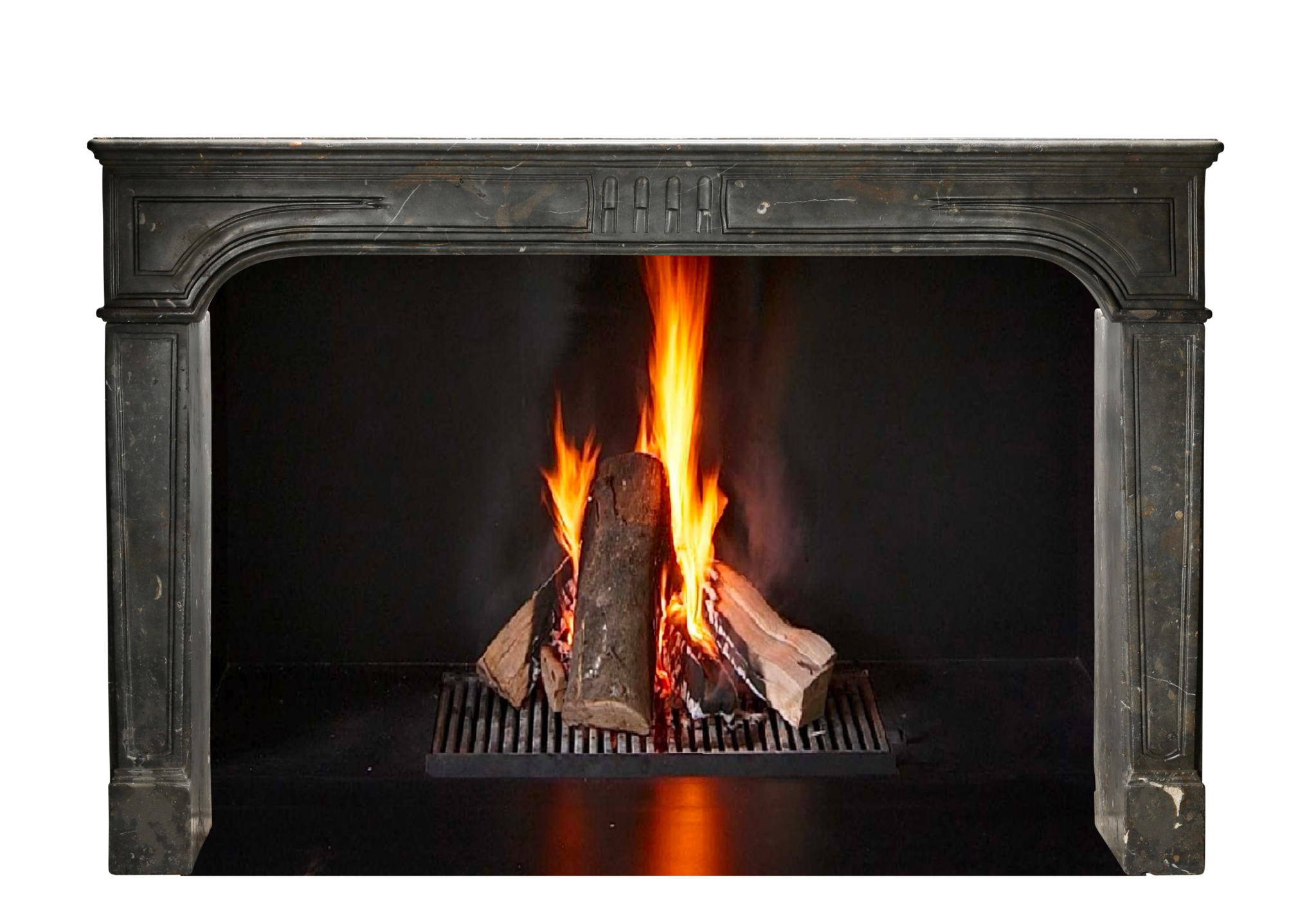 Extra Wide Antique Black Stone Fireplace for Luxury Interior Design ...