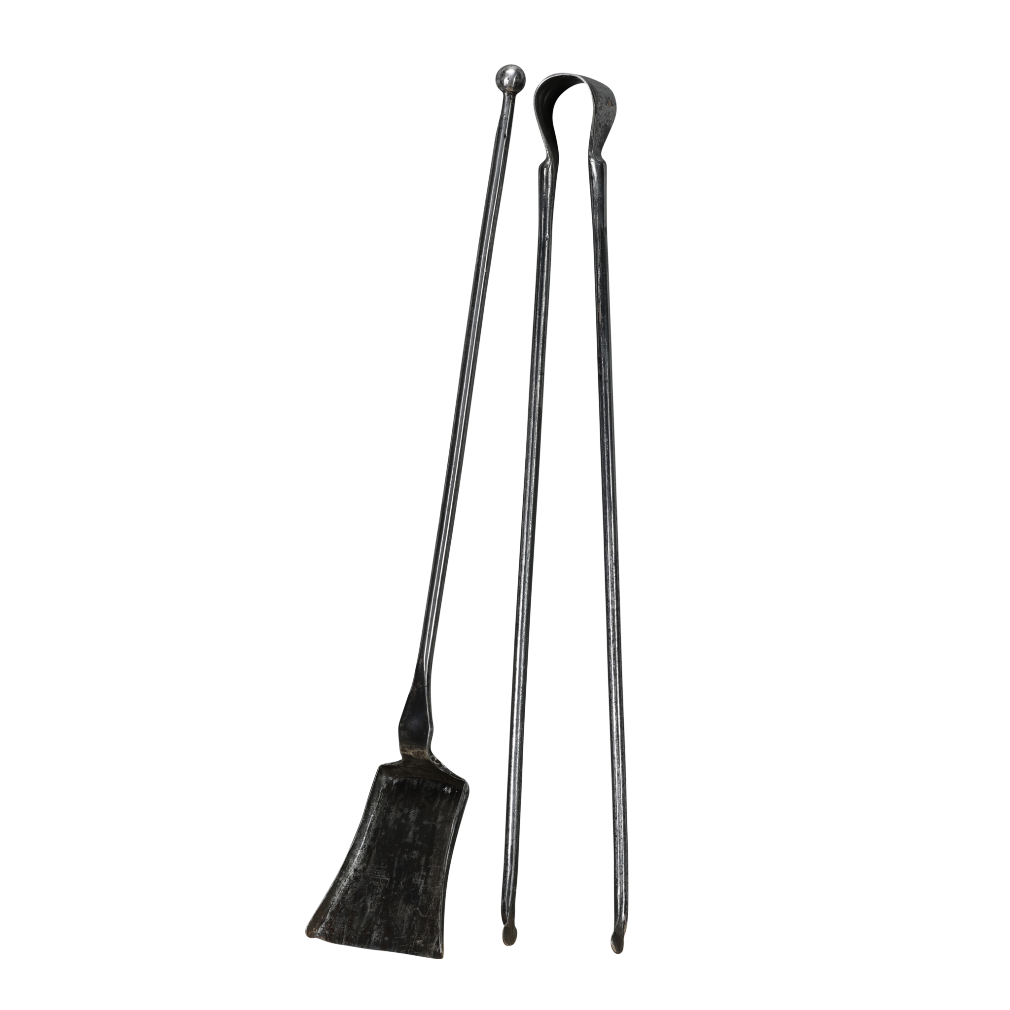 Antique Hand-Forged Wrought Iron Fireplace Tool Set - Shovel & Tongs ...